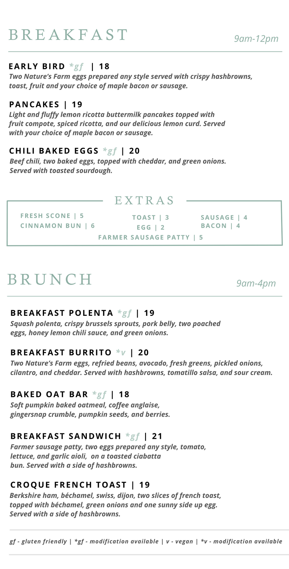Restaurant Menu– Pineridge Hollow