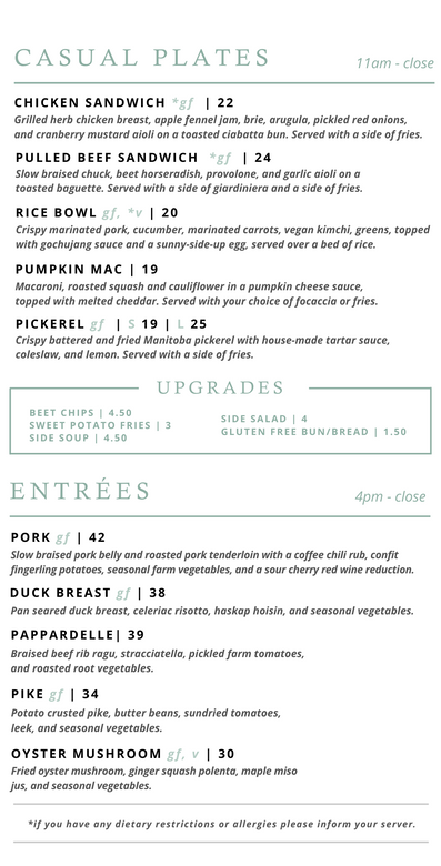 Restaurant Menu– Pineridge Hollow