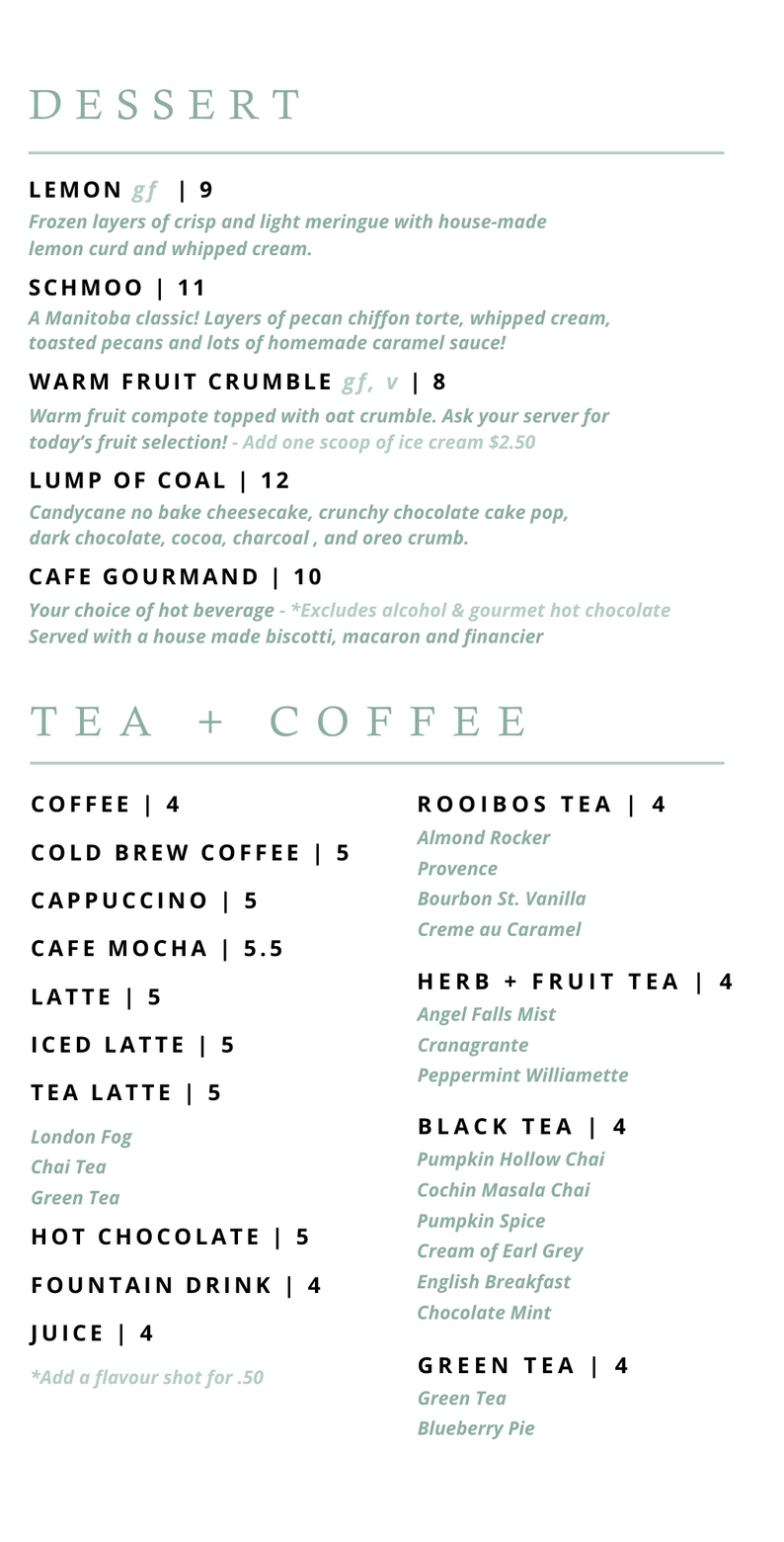 Restaurant Menu– Pineridge Hollow