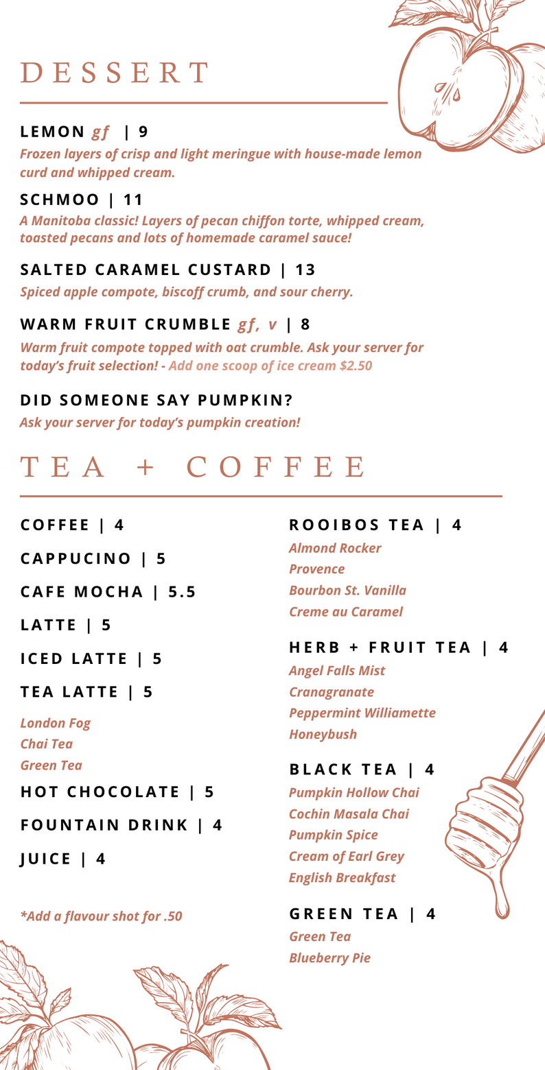 Restaurant Menu– Pineridge Hollow