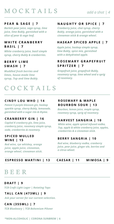 Restaurant Menu– Pineridge Hollow