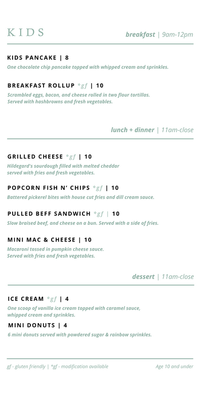 Restaurant Menu– Pineridge Hollow