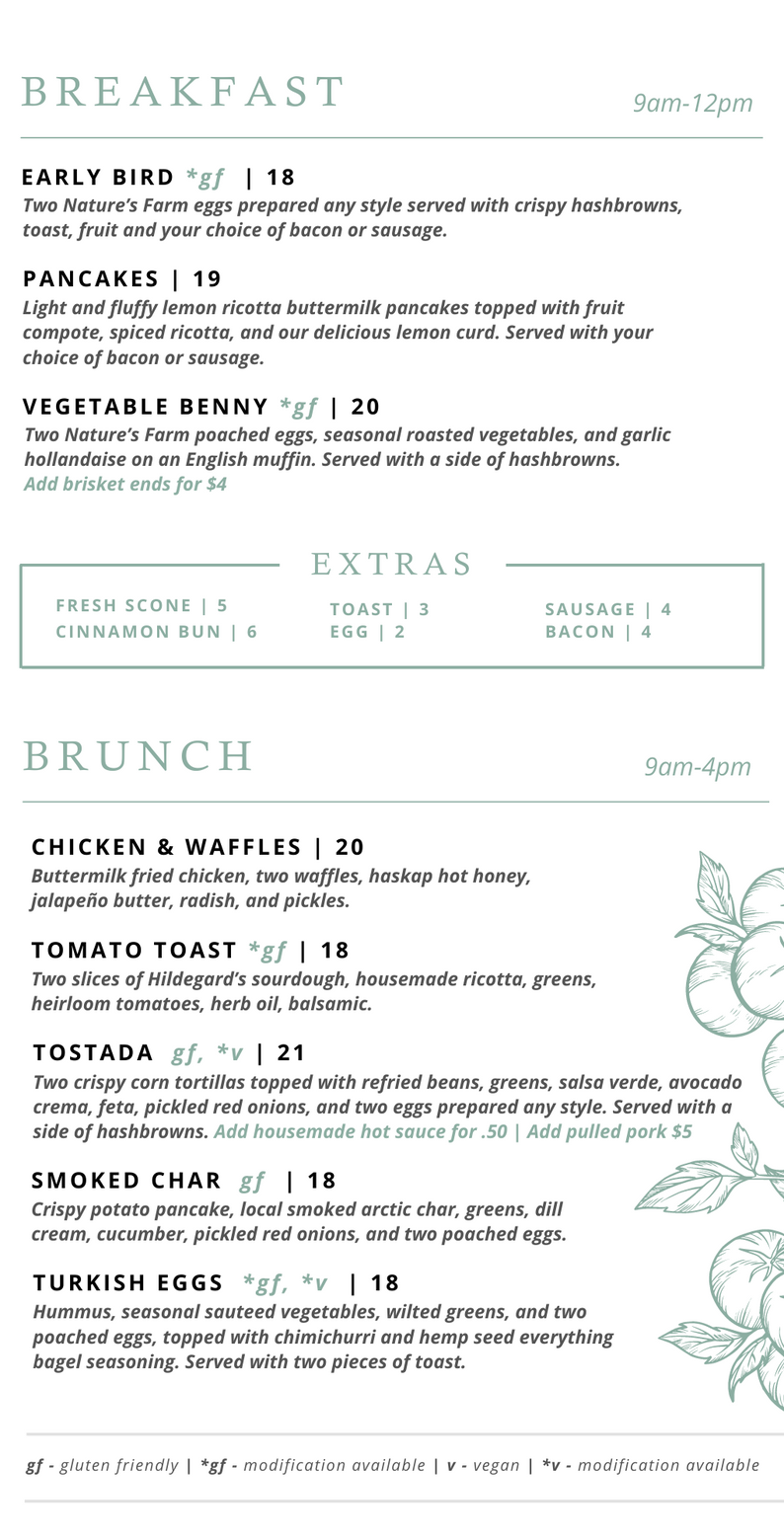 Restaurant Menu– Pineridge Hollow